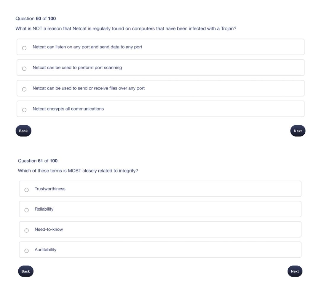 Solved Question 60 of 100 What is NOT a reason that Netcat | Chegg.com