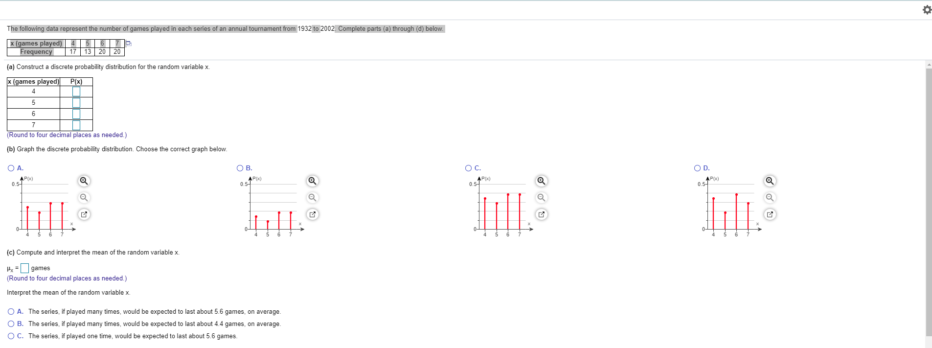 Solved The following data represent the number of games | Chegg.com