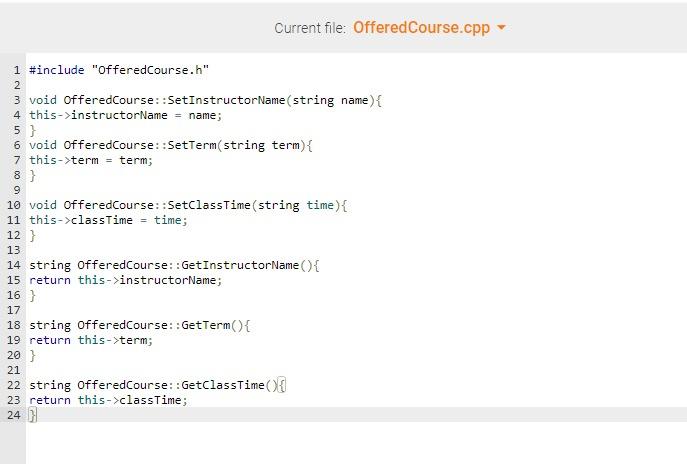 Solved Given maino, derine a course base class with | Chegg.com