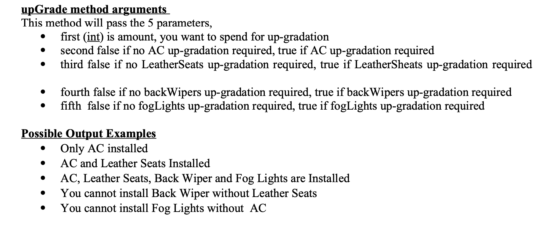 Solved Part A) Implement the upgrade method in the Car | Chegg.com