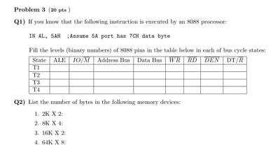 Problem 3 20 pts) Q1) If you know that the following | Chegg.com