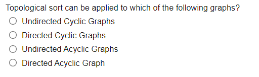 Solved Topological sort can be applied to which of the | Chegg.com
