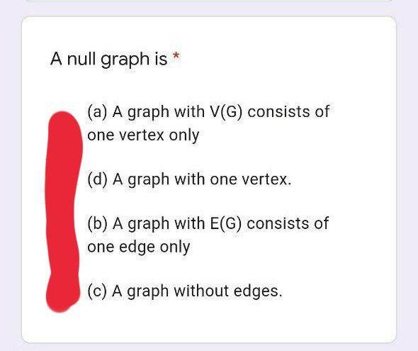Solved A null graph is (a) A graph with V(G) consists of one | Chegg.com