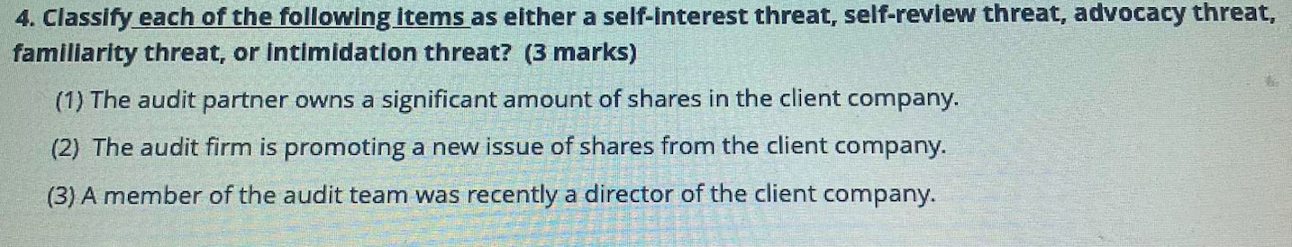 Solved 4. Classify each of the following items as either a | Chegg.com