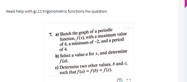 Solved Need help with gr.11 trigonometric functions hw | Chegg.com