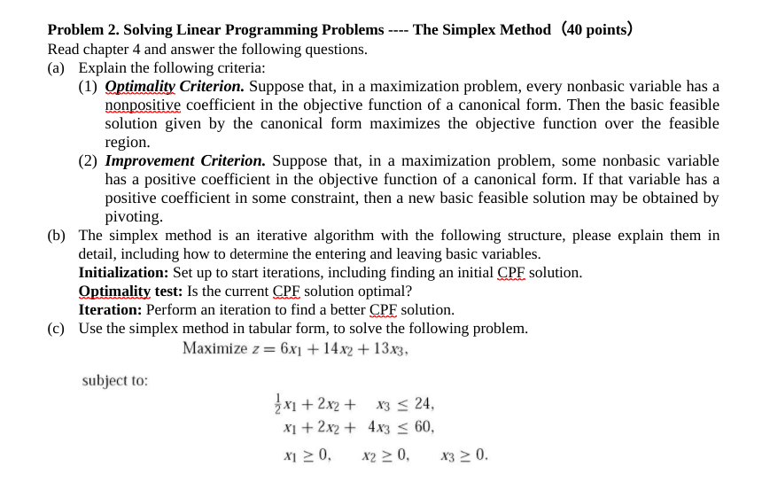 Solved Problem 1 Solving Linear Programming Problems The Chegg