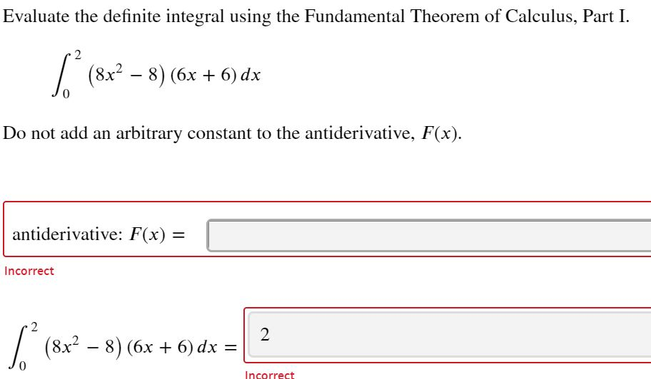 Solved Evaluate the definite integral using the Fundamental | Chegg.com