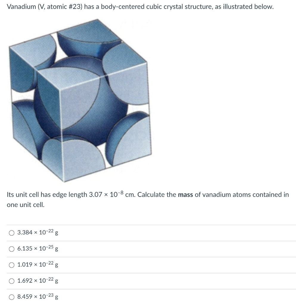 Vanadium Crystal Structure