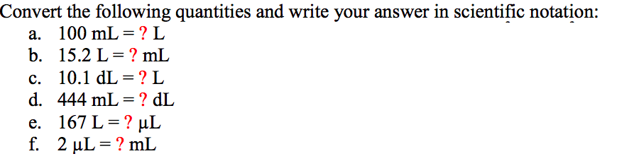 Solved Convert the following quantities and write your | Chegg.com