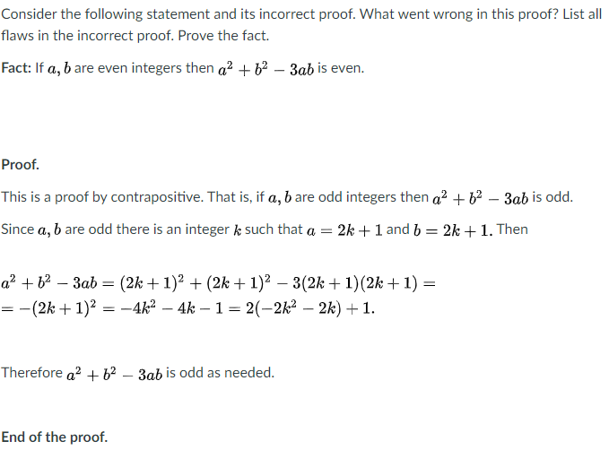 Solved Consider the following statement and its incorrect | Chegg.com