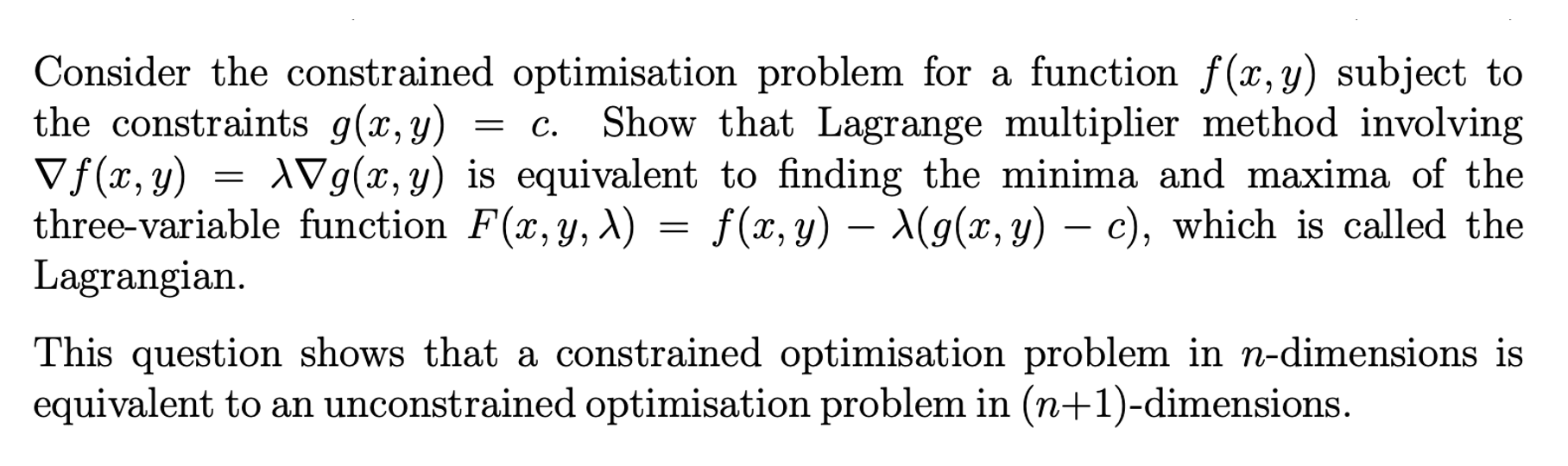 Solved Consider The Constrained Optimisation Problem For A