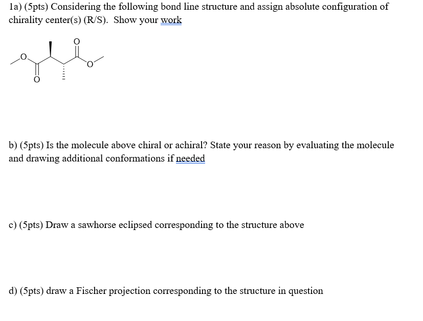 Solved la) (5pts) Considering the following bond line | Chegg.com