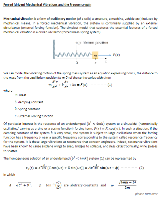 Solved Mechanical vibration is a form of oscillatory motion | Chegg.com