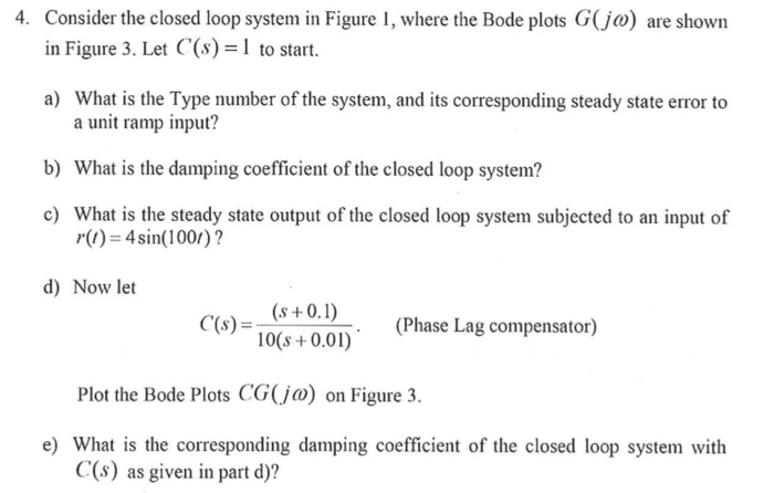 Solved 4. Consider the closed loop system in Figure 1, where | Chegg.com