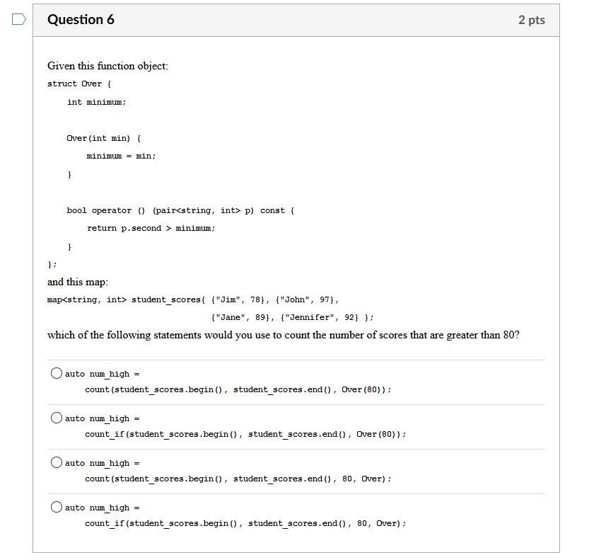 Solved Question 4 2 pts When you use the find() algorithm to | Chegg.com