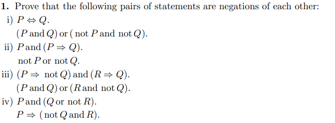 Solved 1. Prove that the following pairs of statements are | Chegg.com
