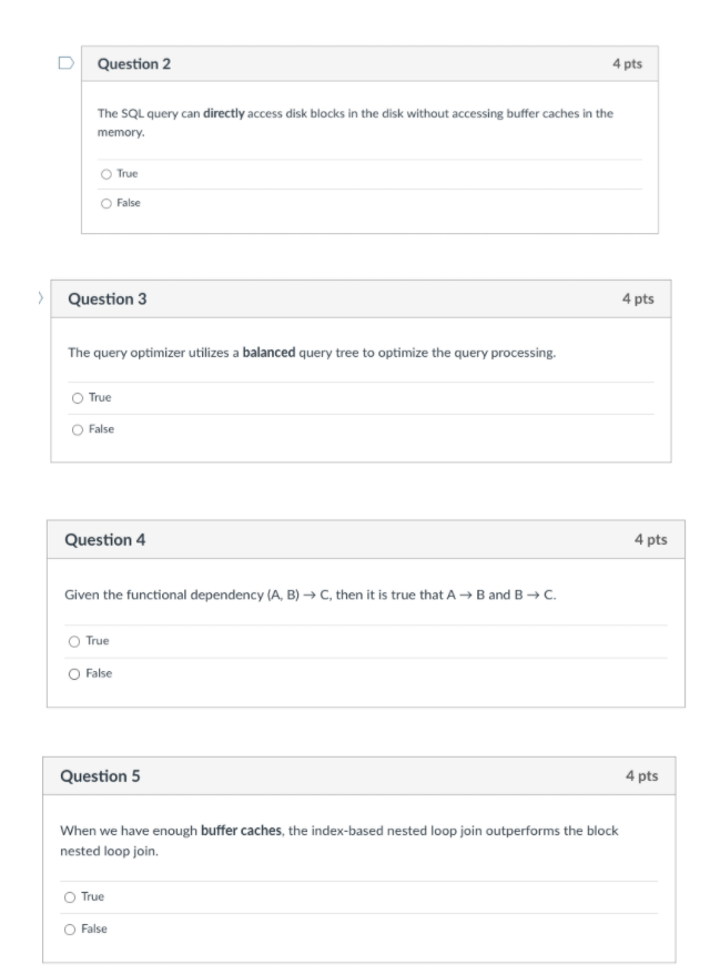 Solved Question 2 4 Pts The Sql Query Can Directly Access 