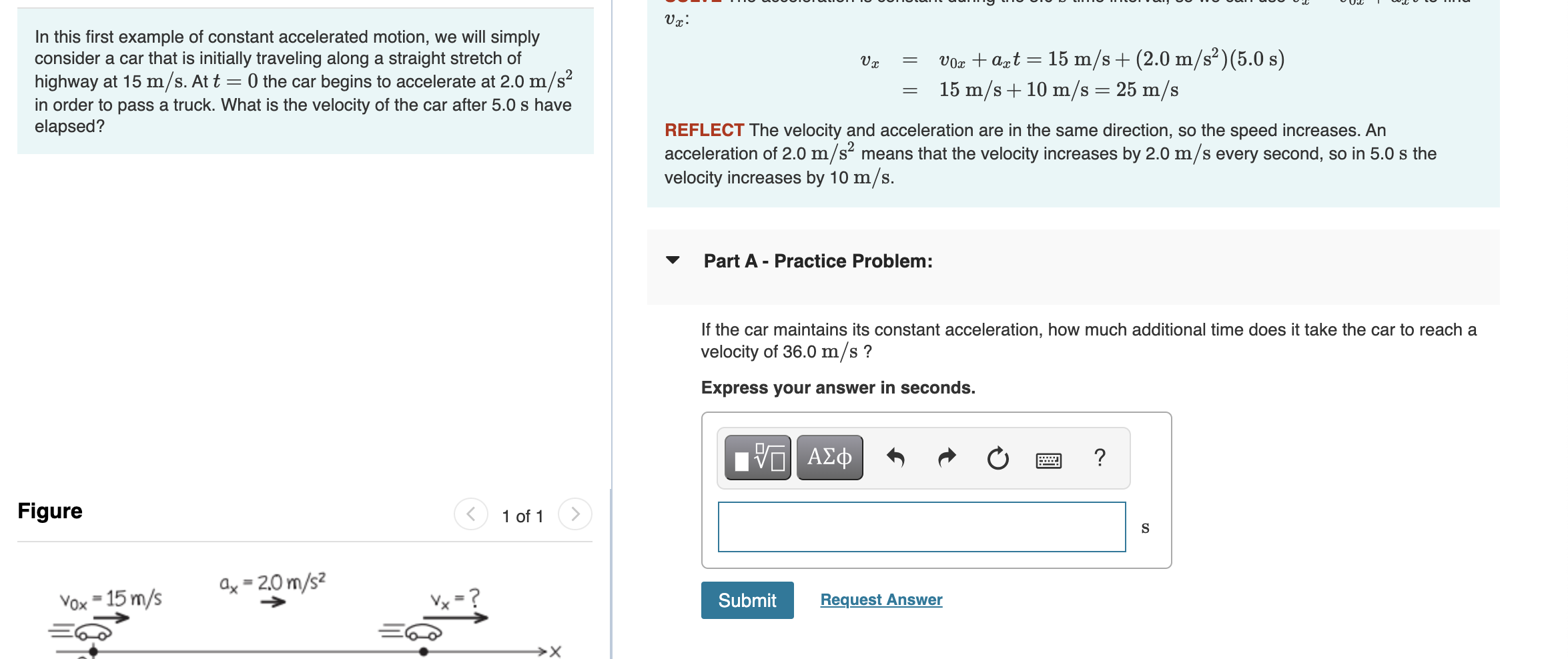 Solved In this first example of constant accelerated motion, | Chegg.com