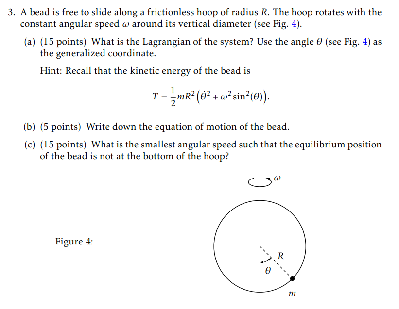 Solved A bead is free to slide along a frictionless hoop of | Chegg.com