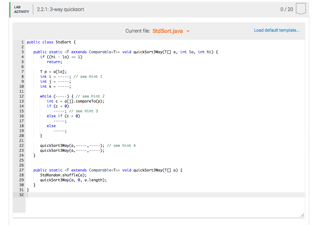 2.2 3-way quicksort This lab will test your | Chegg.com