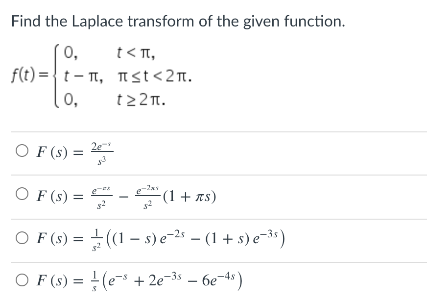 Solved Find the Laplace transform of the given function. 10, | Chegg.com