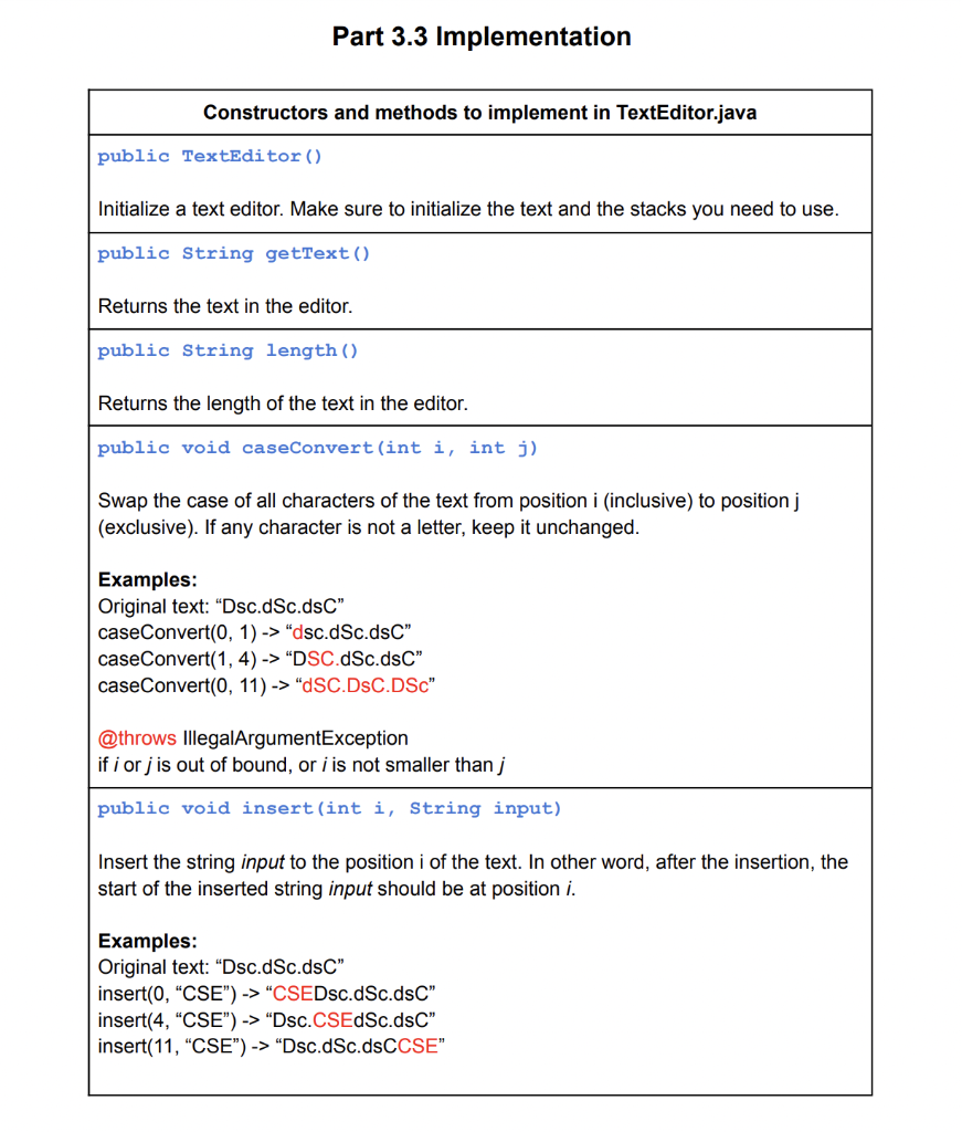 Solved This is java, only need Part 3.3 the TextEditor.java | Chegg.com