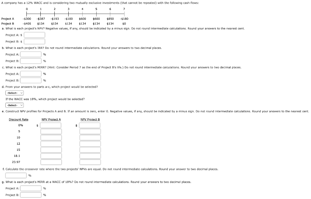 Solved f. Calculate the crossover rate where the two | Chegg.com