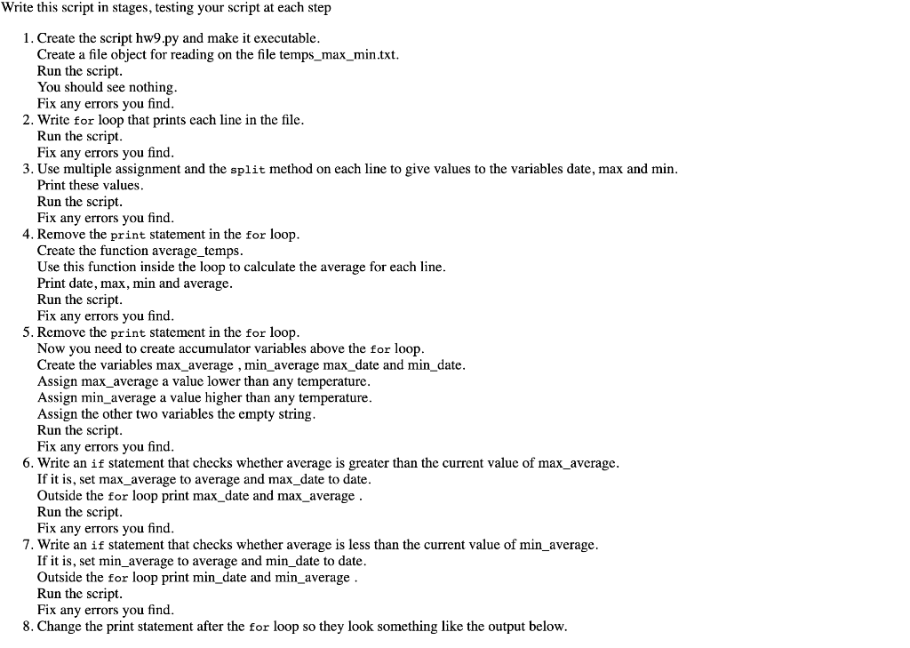 Solved Write this script in stages, testing your script at | Chegg.com