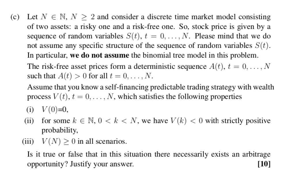 (a) Consider a discrete time market model with 2 time | Chegg.com