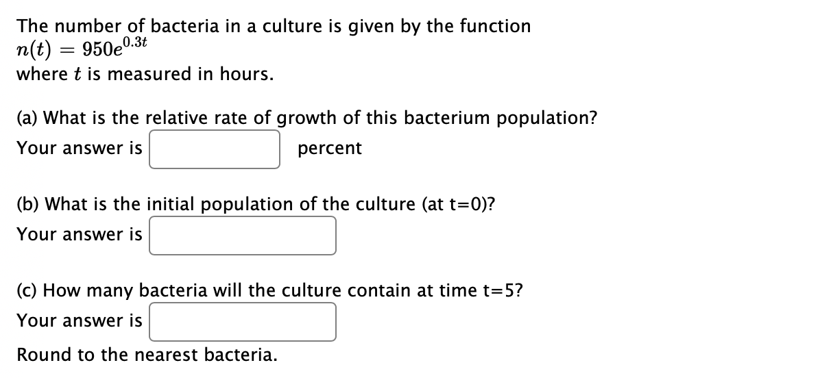 Solved The number of bacteria in a culture is given by the | Chegg.com