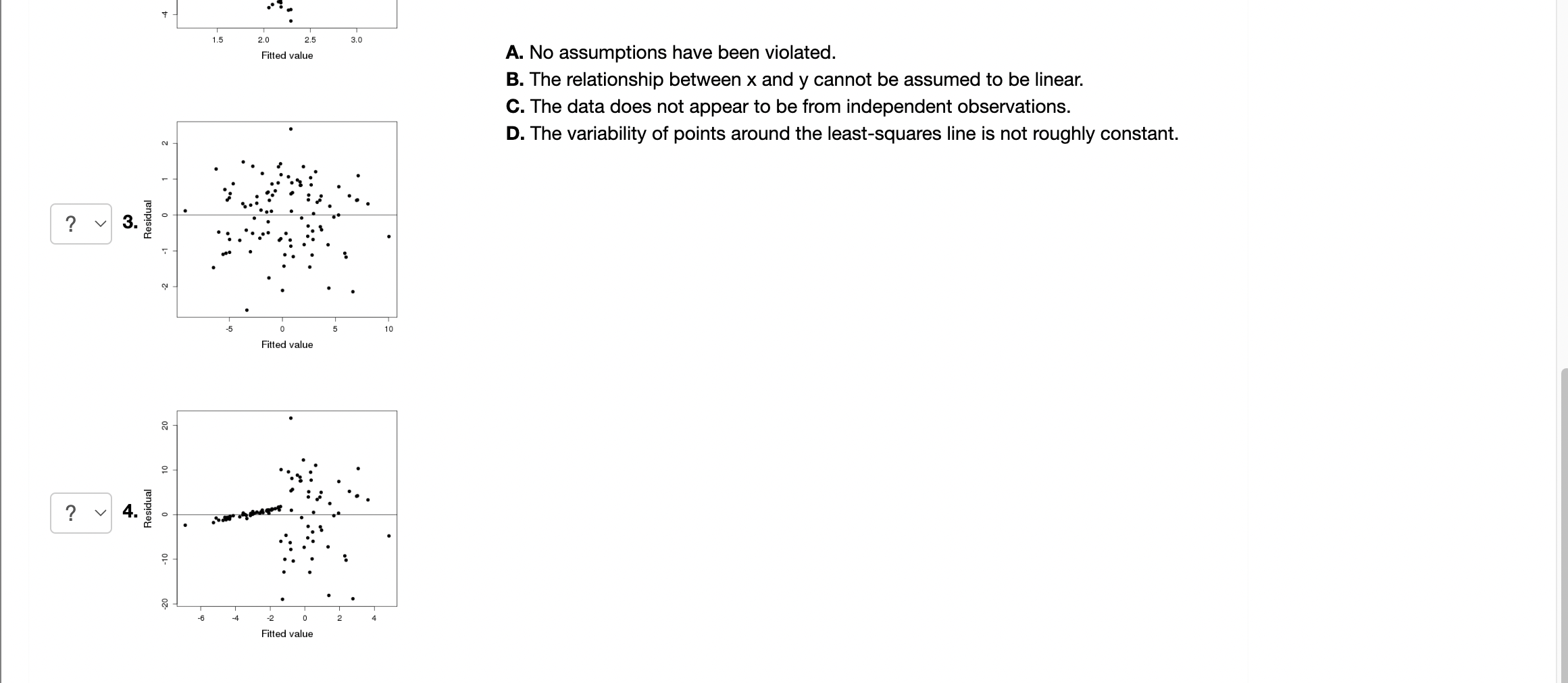 Solved Residuals Vs Fitted Plots Can Be Used To Assess 