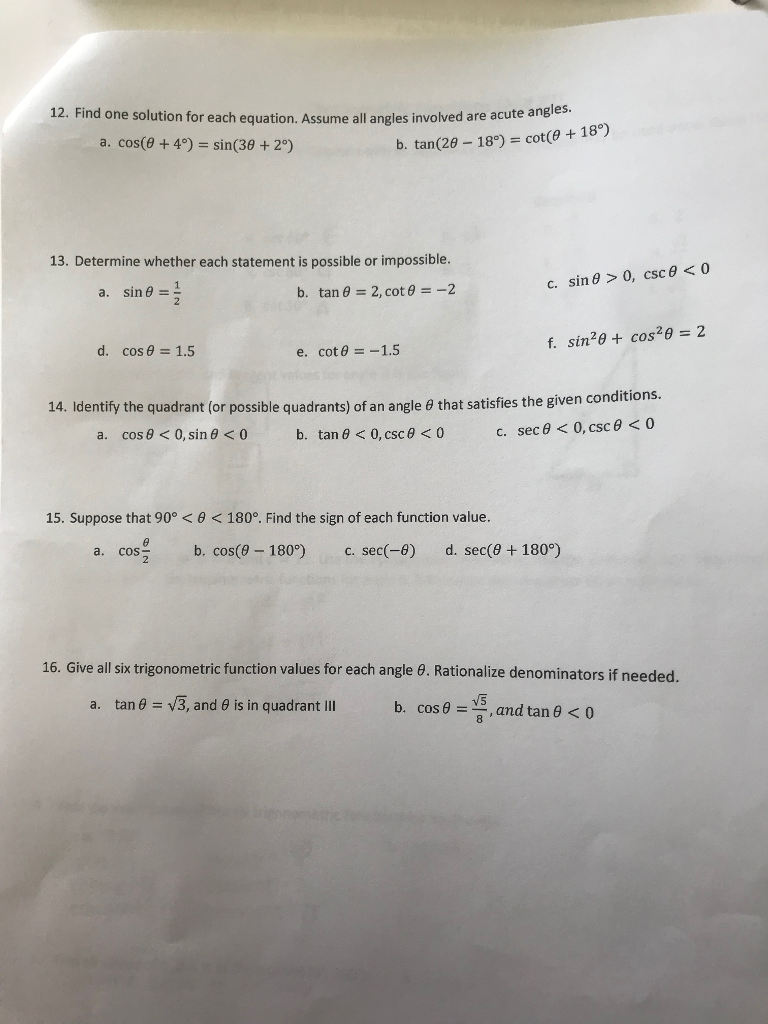 Solved 12. Find one solution for each equation. Assume all | Chegg.com
