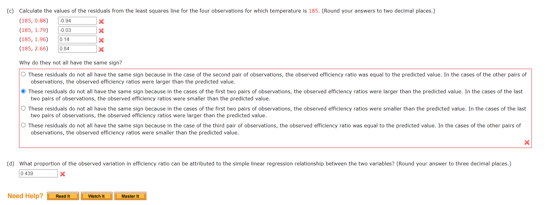 Solved (x) and efficiency ratio (y). (a) Determine the | Chegg.com