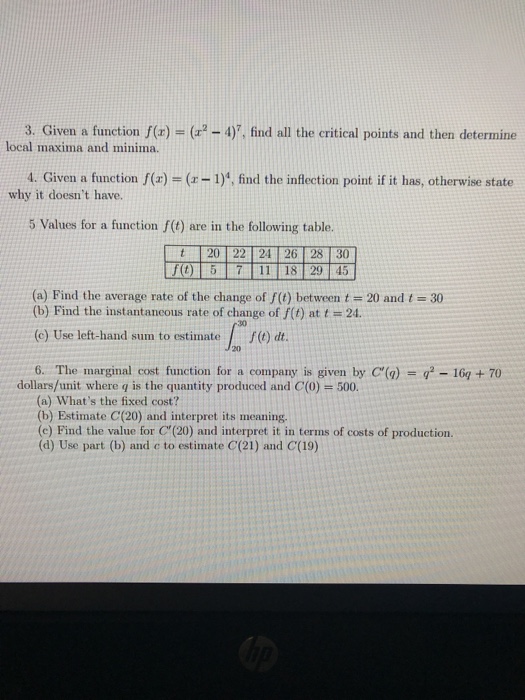 Solved 3 Given A Function Fr 2 4 Find All The 