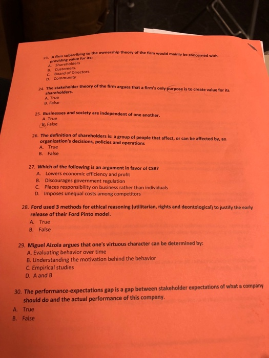 Solved ownership theory of the firm would mainly be | Chegg.com