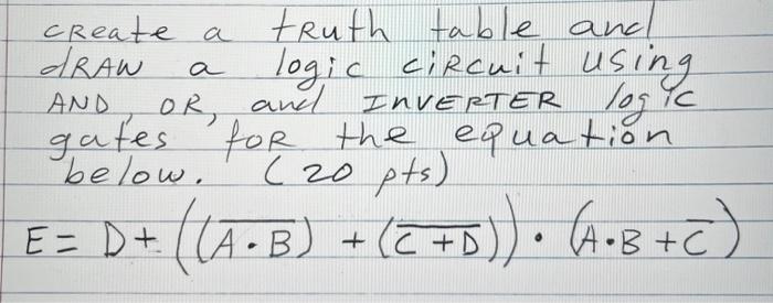 Solved create a truth table and dRAw a logic cIRCuit Using | Chegg.com