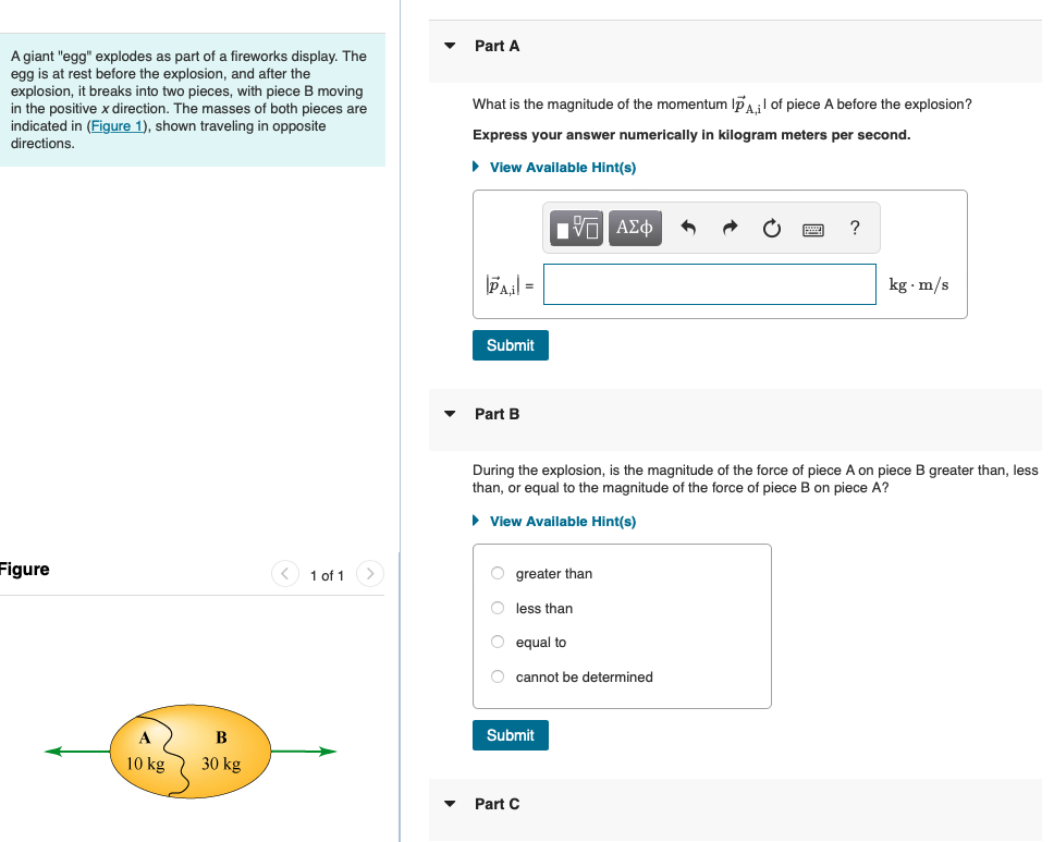 Solved Part A A giant "egg" explodes as part of a fireworks | Chegg.com