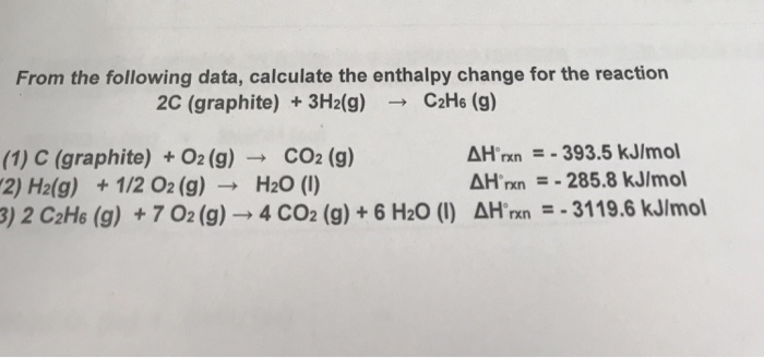 Solved From the following data, calculate the enthalpy | Chegg.com