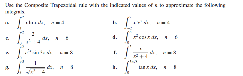 Solved Use the Composite Trapezoidal rule with the indicated | Chegg.com