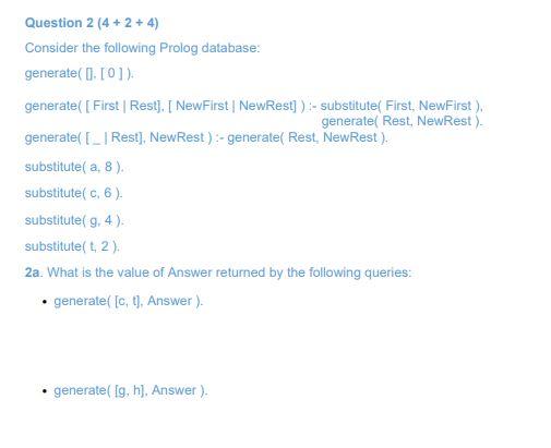 Solved Question 2424 Consider The Following Prolog 