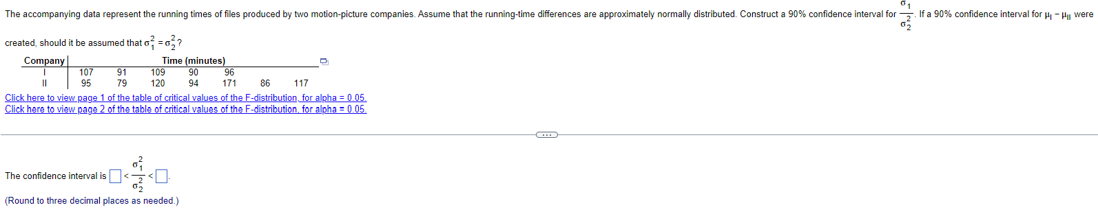 Solved created, should it be assumed that σ12=σ22 ? The | Chegg.com