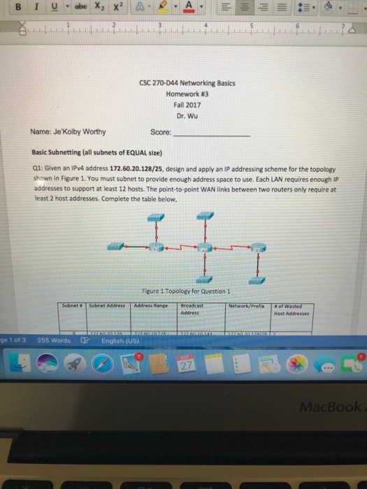 Solved CSC 270-D44 Networking Basics Homework #3 Fall 2017 | Chegg.com