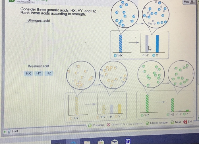 Solved Map Consider three generic acids: HX, HY, and HZ Rank | Chegg.com