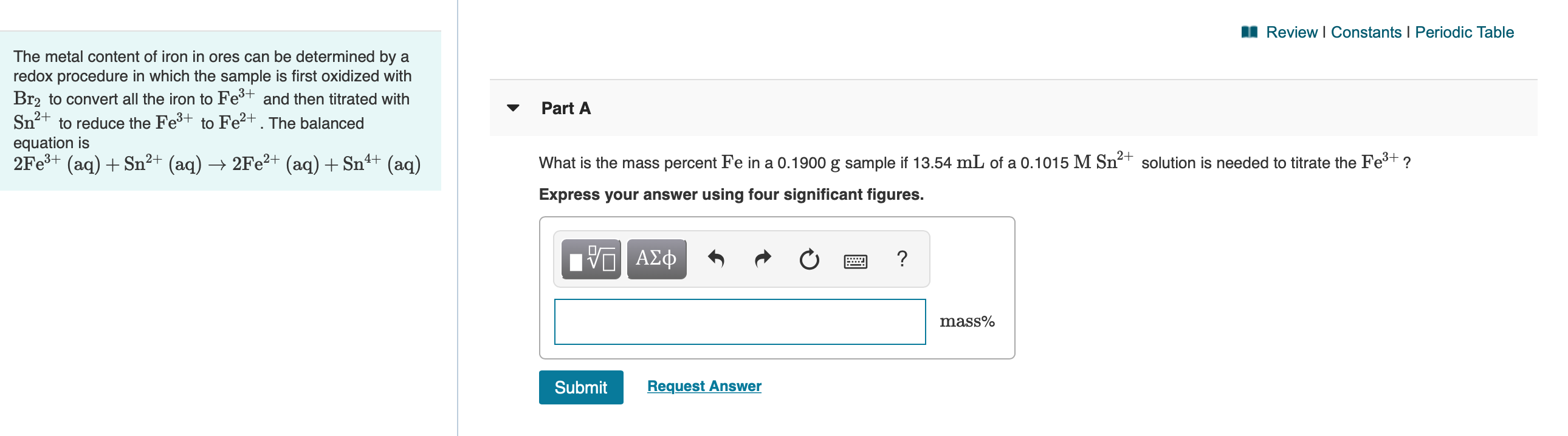 Solved Review | Constants | Periodic Table The metal content | Chegg.com