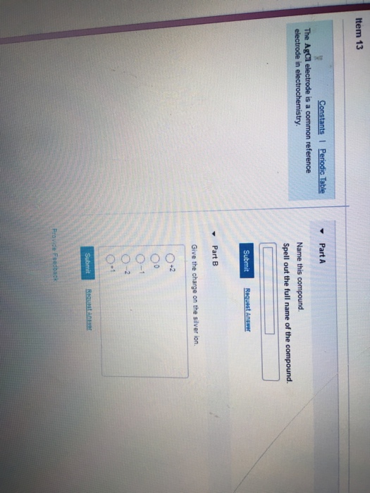 Solved Item 13 tants PartA The AgCI electrode is a common | Chegg.com