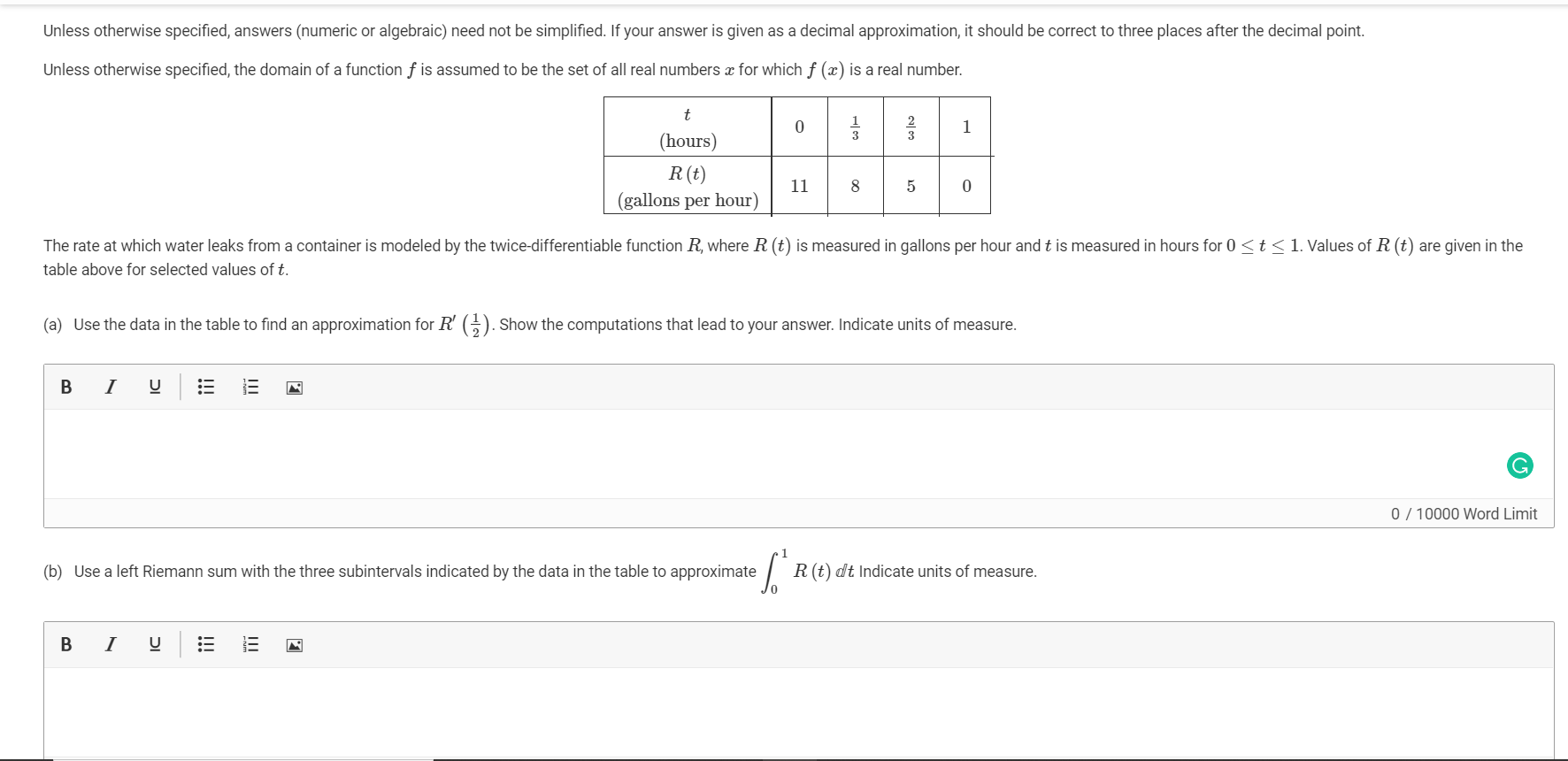 Solved Unless otherwise specified, answers (numeric or | Chegg.com