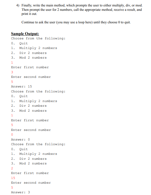 Solved Tasks You'll need to write 3 methods, all of which | Chegg.com