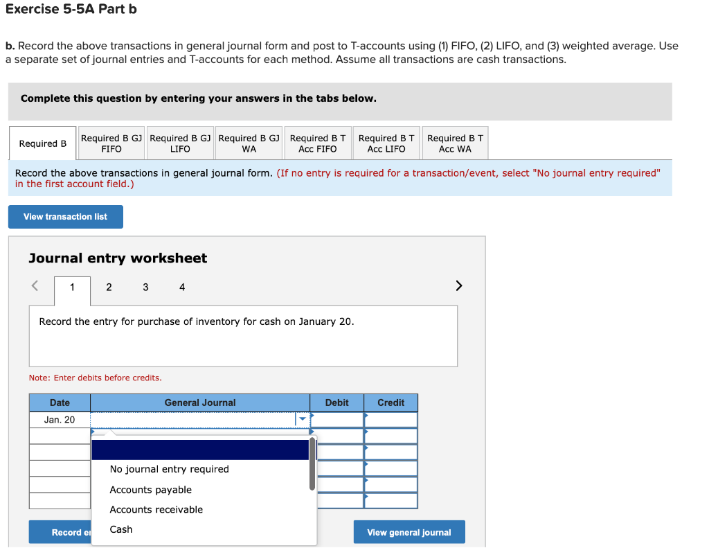 Solved ! Required information Exercise 5-5A Effect of | Chegg.com