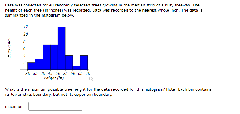 Solved Data was collected for 40 randomly selected trees | Chegg.com