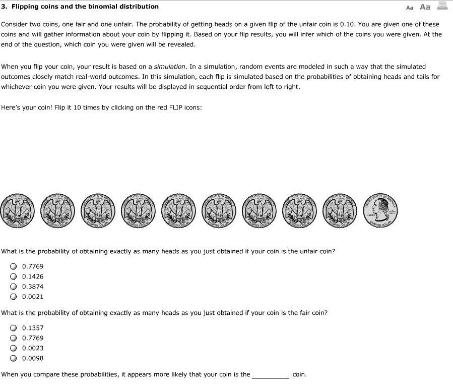 Solved 3. Flipping coins and the binomial distribution Aa Aa | Chegg.com